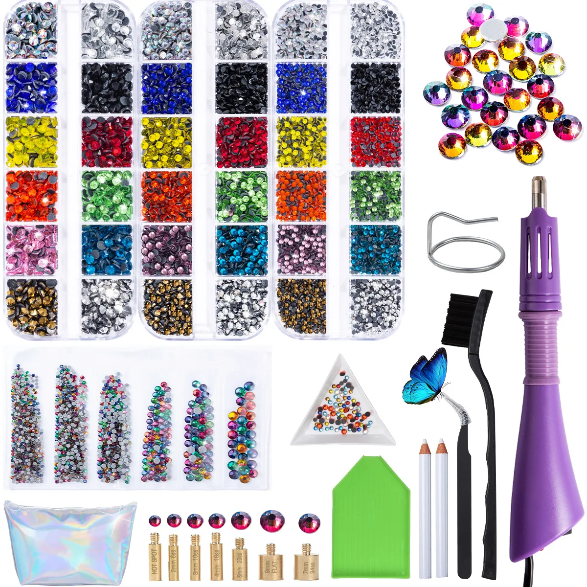 Hot Sale 7210 Pcs/set Hot Fix Rhinestones Iron-on Wand Strass Hotfix ...