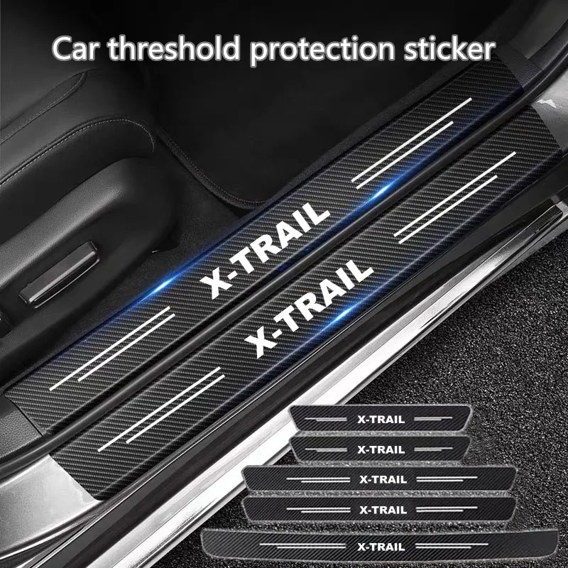 60X7CM-Car-Door-Sill-Side-Anti-Scratch-Protector-Strip-Carbon-Fiber-Car ...