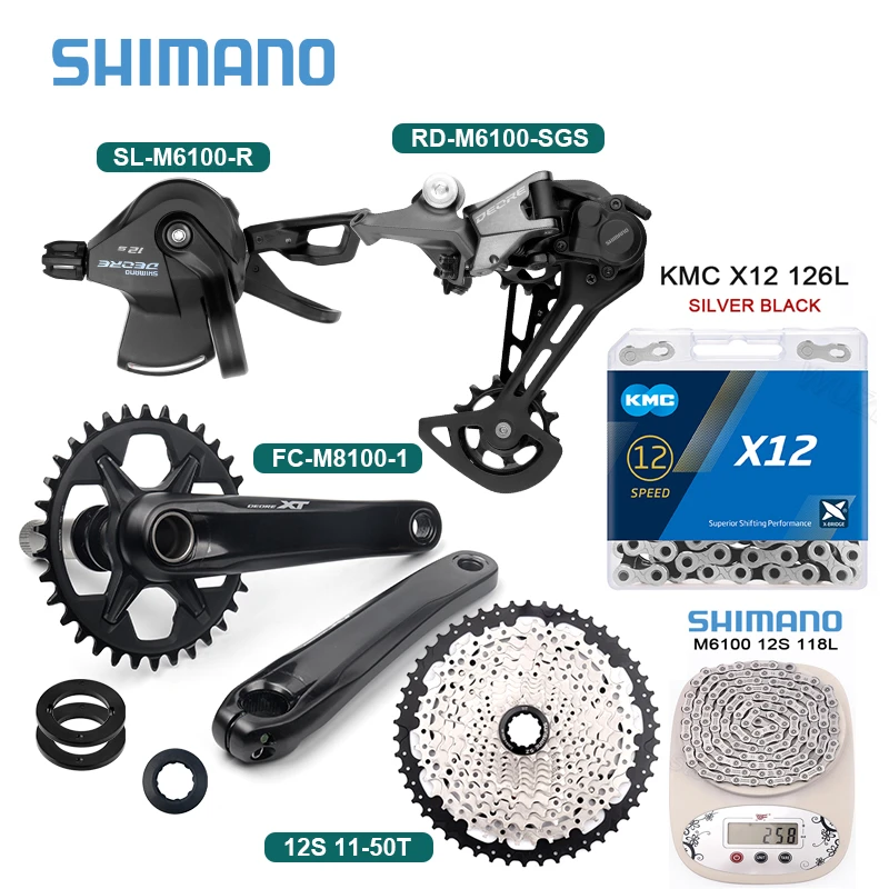 Shimano Deore Xt M8100 Groupset 34t 170mm Crankset 12s-46/50/52t Ms 10-50t/52t Cassette M6100 Sl ...