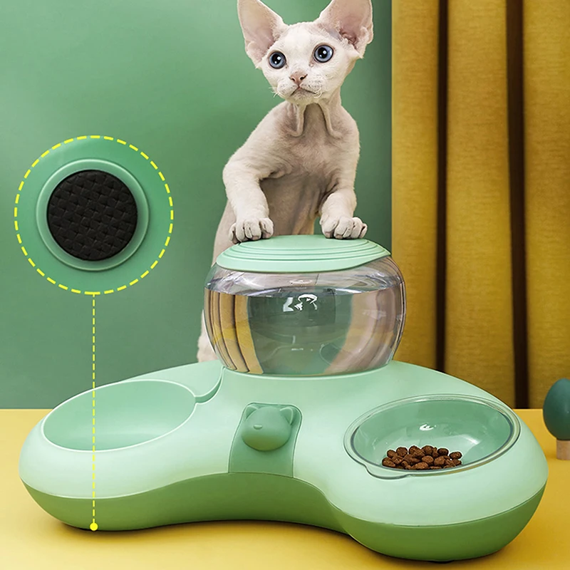 Pet-Cat-Bowl-Automatic-Feeder-Dog-Cat-Food-Bowl-With-Water-Fountain ...