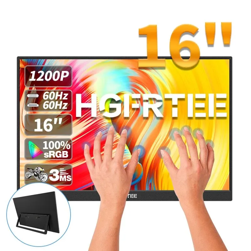 HGFRTEE-16inch-Touch-Screen-Portable-Monitor-16-10-100-sRGB-300Cd-m ...