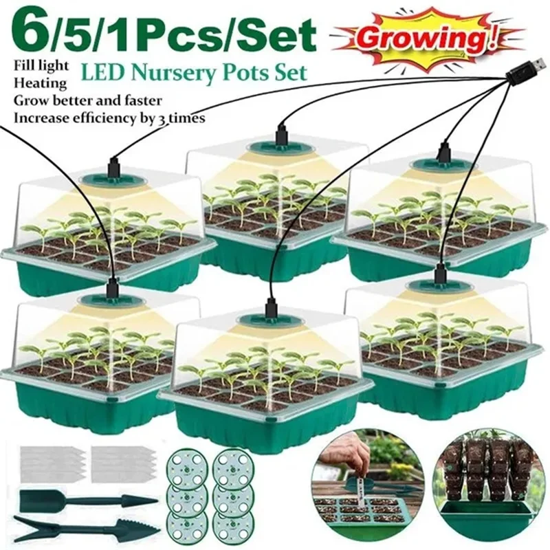 New Plant Trays Greenhouse Growing Lamp LED Light Nursery Pots Growing ...