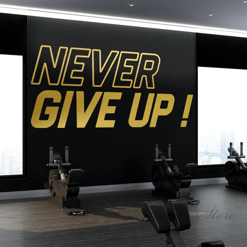Never Give Up Gym Quote Wall Sticker Vinyl Bodybuilder Motivation ...