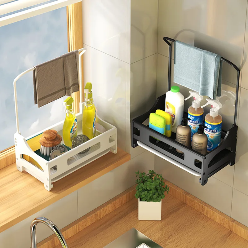 Kitchen-Rag-Rack-Wall-Mounting-free-Perforated-Countertop-Storage ...