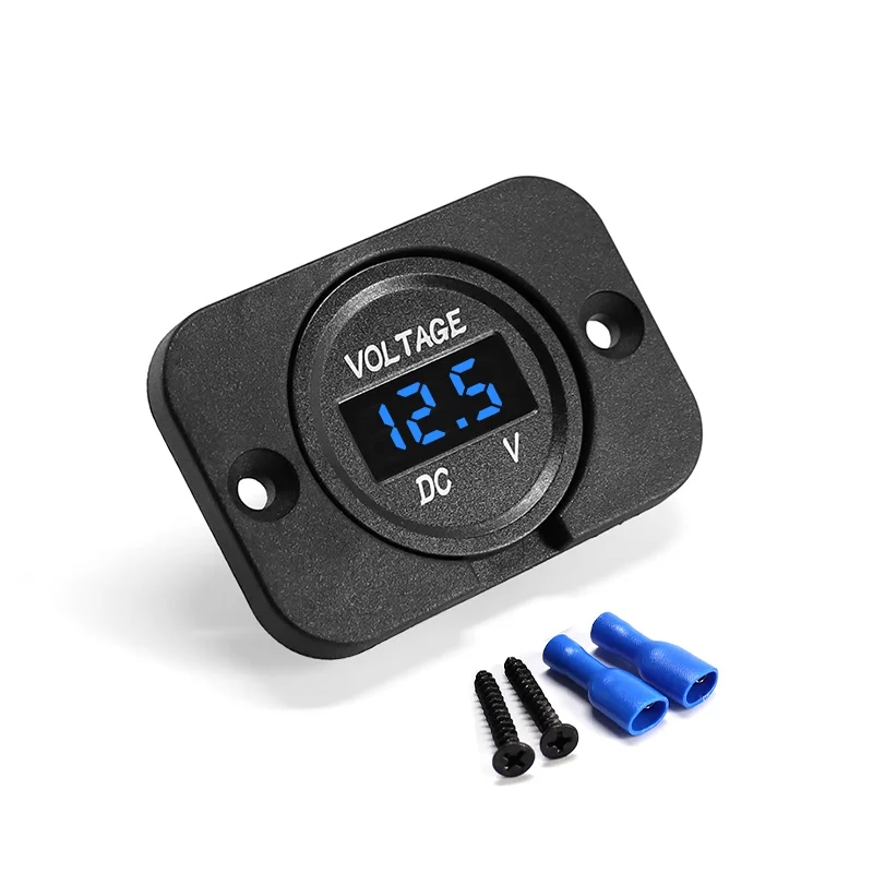 Digital Voltage Meter DC 12-24V Waterproof Round Meter Car Voltmeter ...