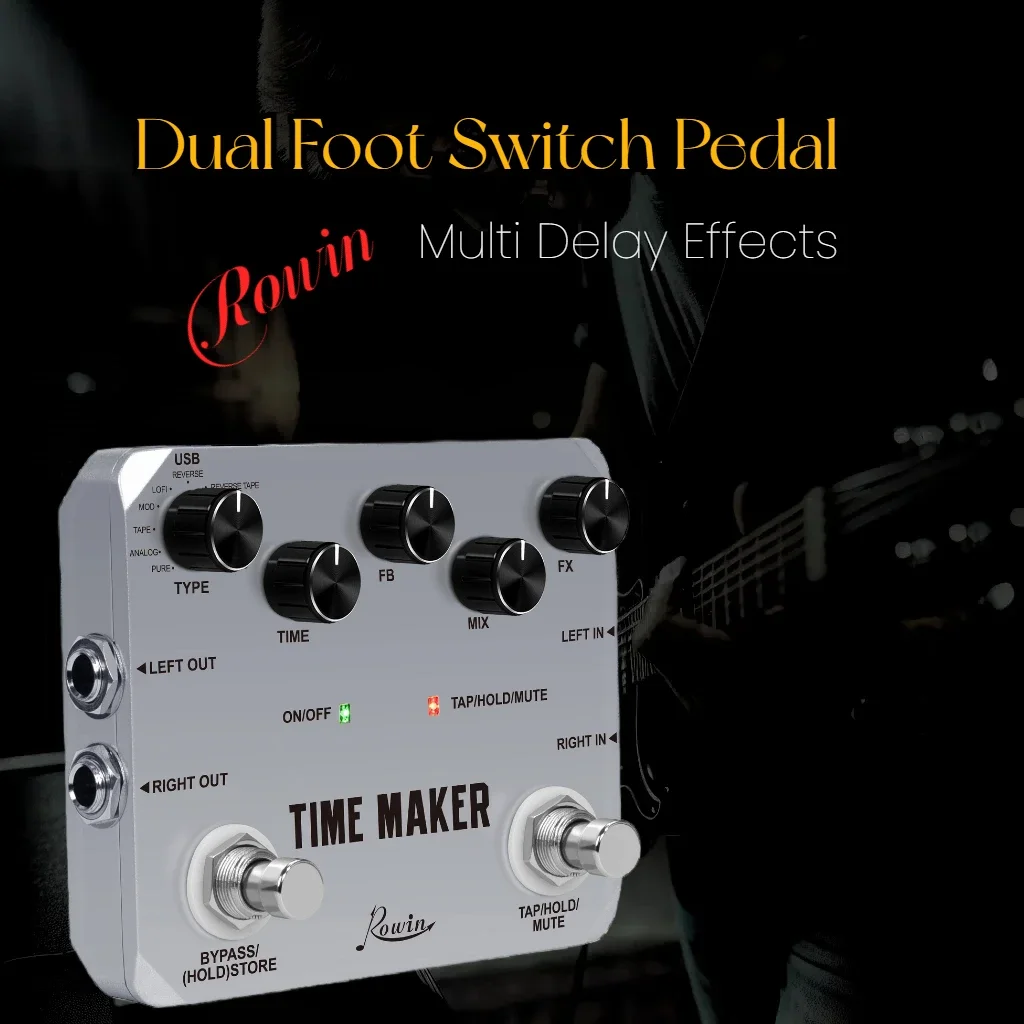 Rowin-Ultimate-Delay-Time-Maker-11-Types-Delay-Effects-Pedal-Tap-Tempo ...
