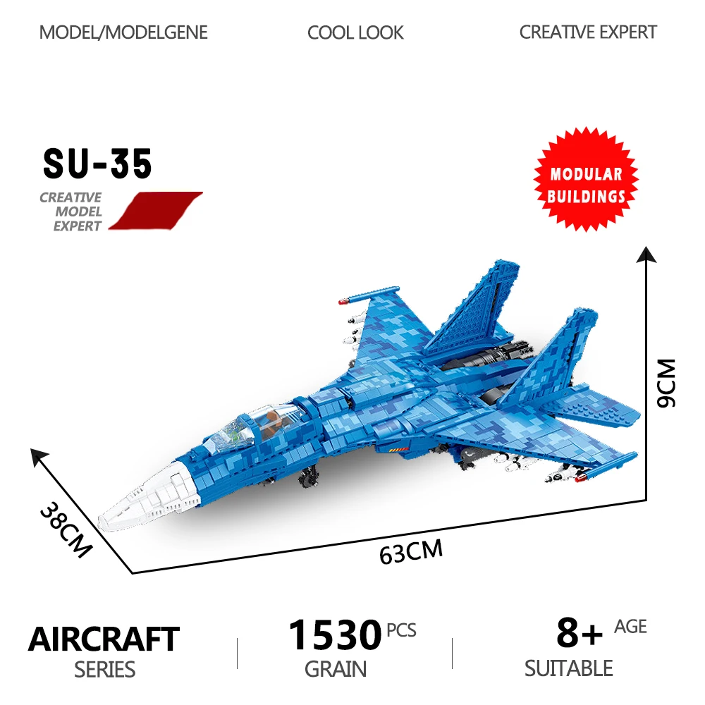 SU-35-Fighter-Military-Series-Model-Building-Blocks-MOC-Army-Aircraft ...