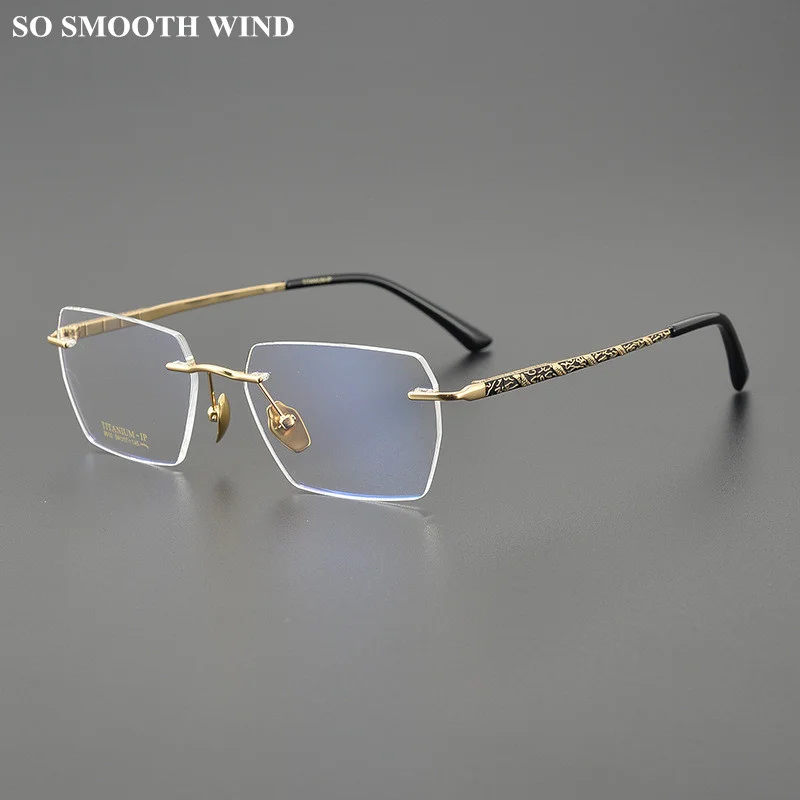 Square-Frameless-Ultra-light-Pure-Titanium-Glasses-Frame-Men-Women ...