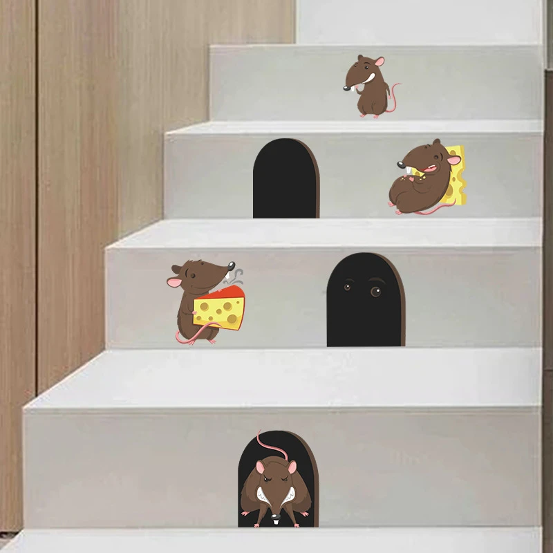 Cute Little Mouse Hole Wall Stickers Kids Room Bedroom Decoration Mural ...
