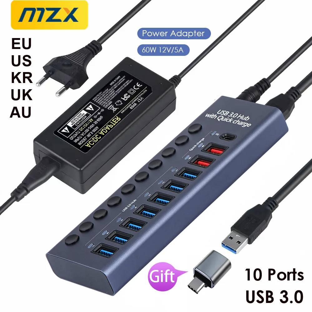 MZX-concentrador-multipuertos-USB-A-3-0-concentrador-de-aluminio ...