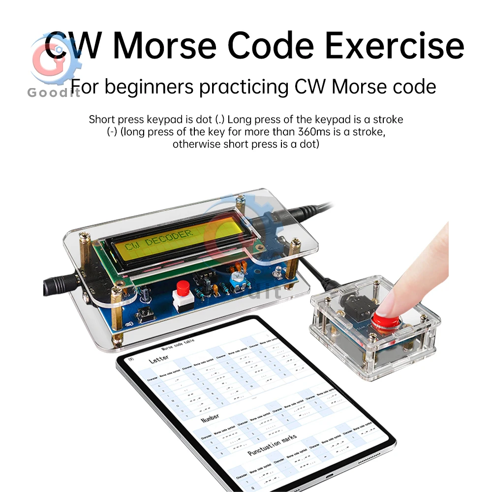 DC9V DIY CW Morse Code Trainer Kit, LCD Decoder for Radio Circuit ...