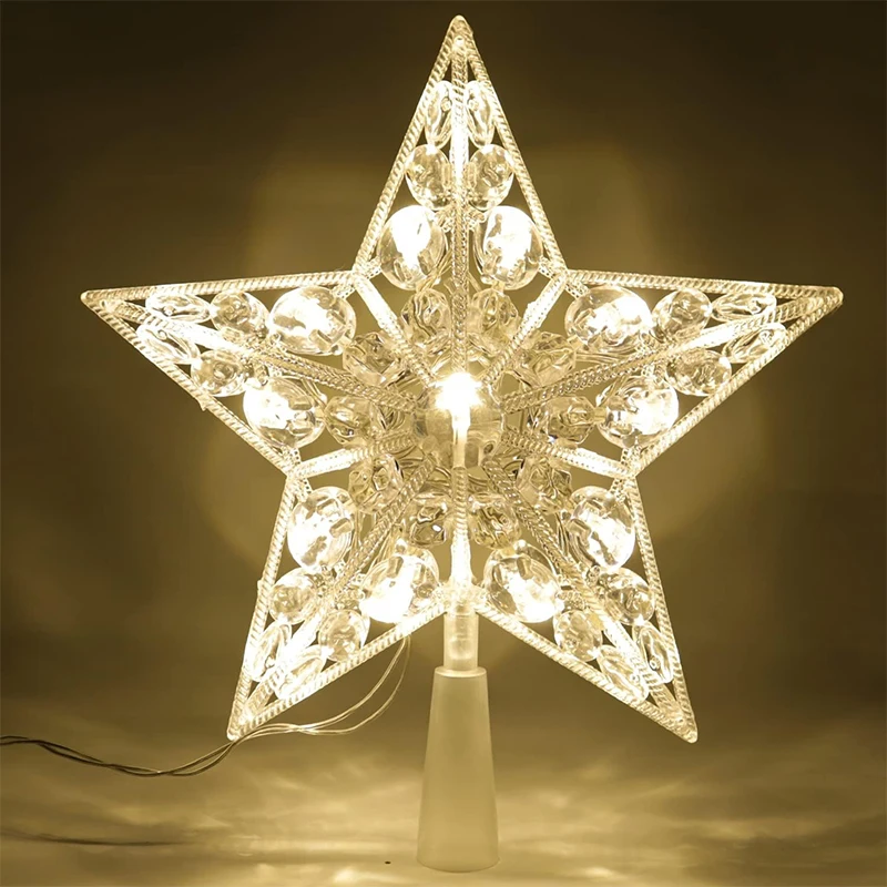 18cm-Christmas-Glowing-Tree-Topper-Five-pointed-Star-Transparent-LED ...