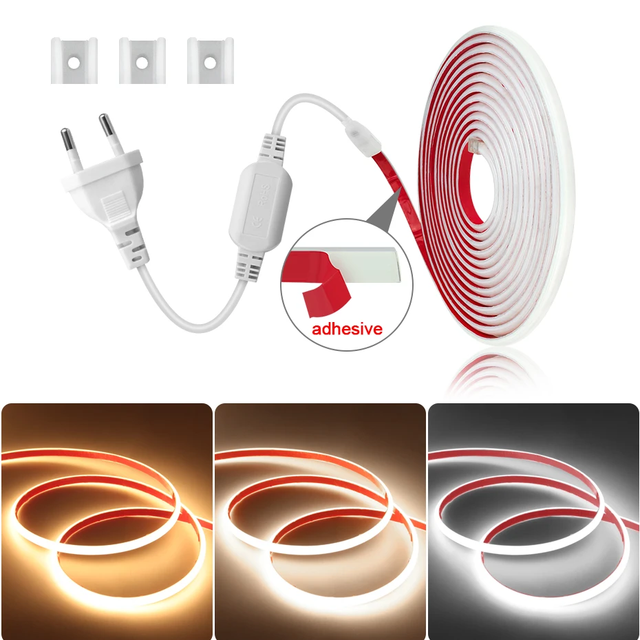 Tira-de-luces-COB-Flexible-para-decoraci-n-del-hogar-cinta-adhesiva-de ...