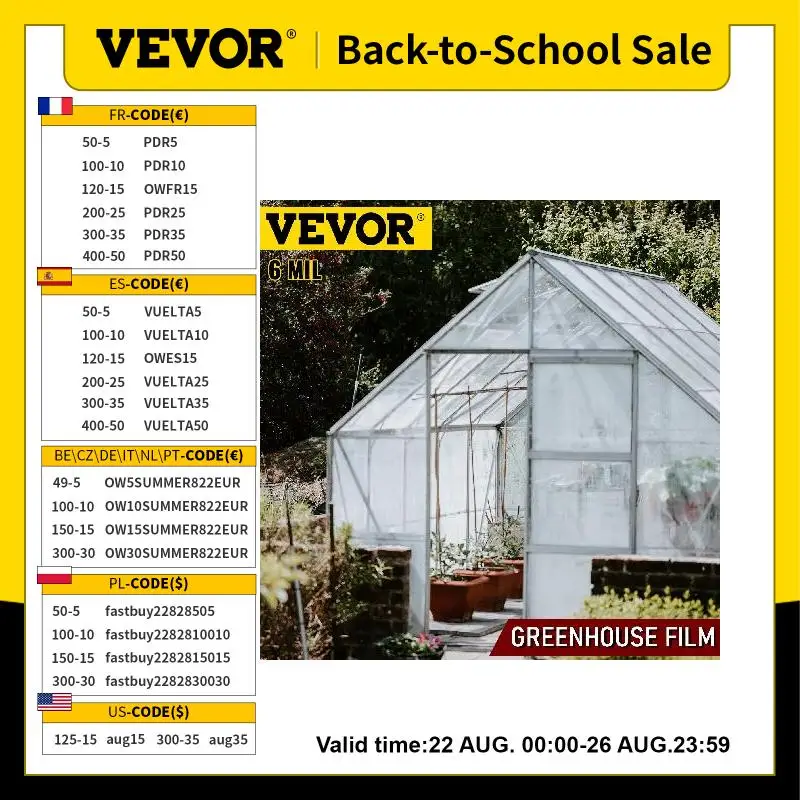 Vevor Agricultural Greenhouse Film Clear Plastic Farm Crops Vegetable ...