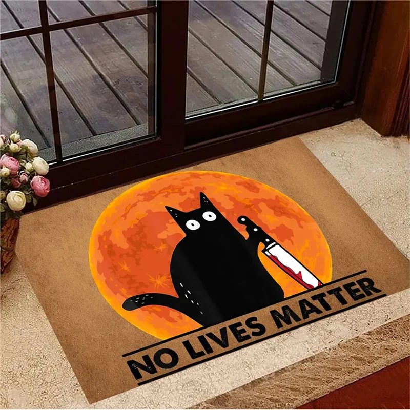 HX-Horror-Floor-Mats-Black-Cat-with-Blood-Knife-No-Lives-Matter-Doormat ...