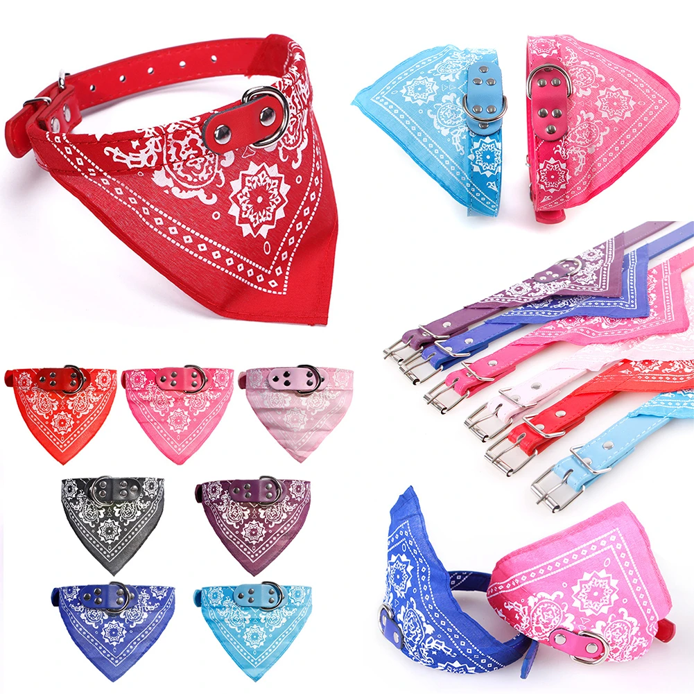 Adjustable Pets Slobber Towel Cute Puppy Cat Triangle Collar Dogs Print ...
