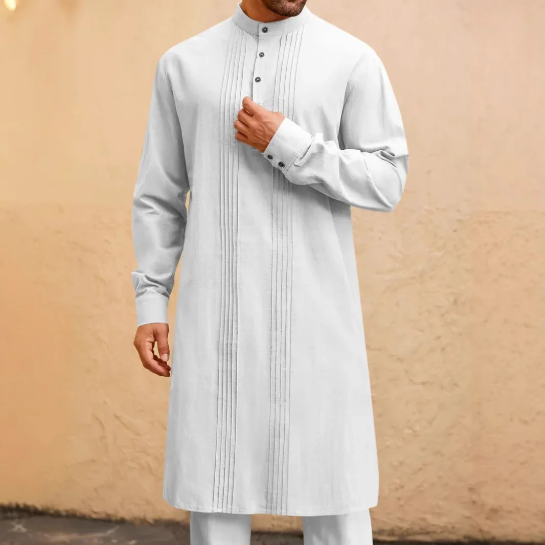 Moda simples camisa longa masculina muçulmano robe masculino estilo ...