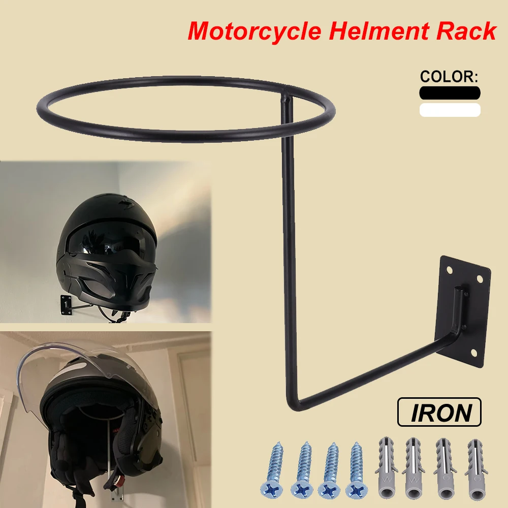 JFG Motorcycle Helmet Rack Wall-Mount Helmet Display Holder with Hook ...