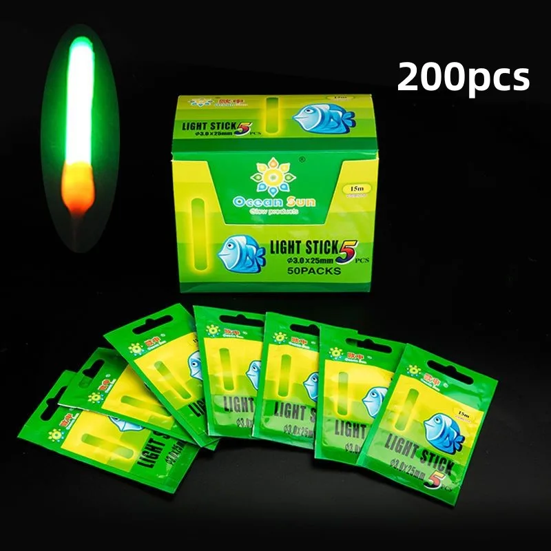5 200Pcs 4.5*37mm Fishing Float Fluorescent Lightstick Light Night ...