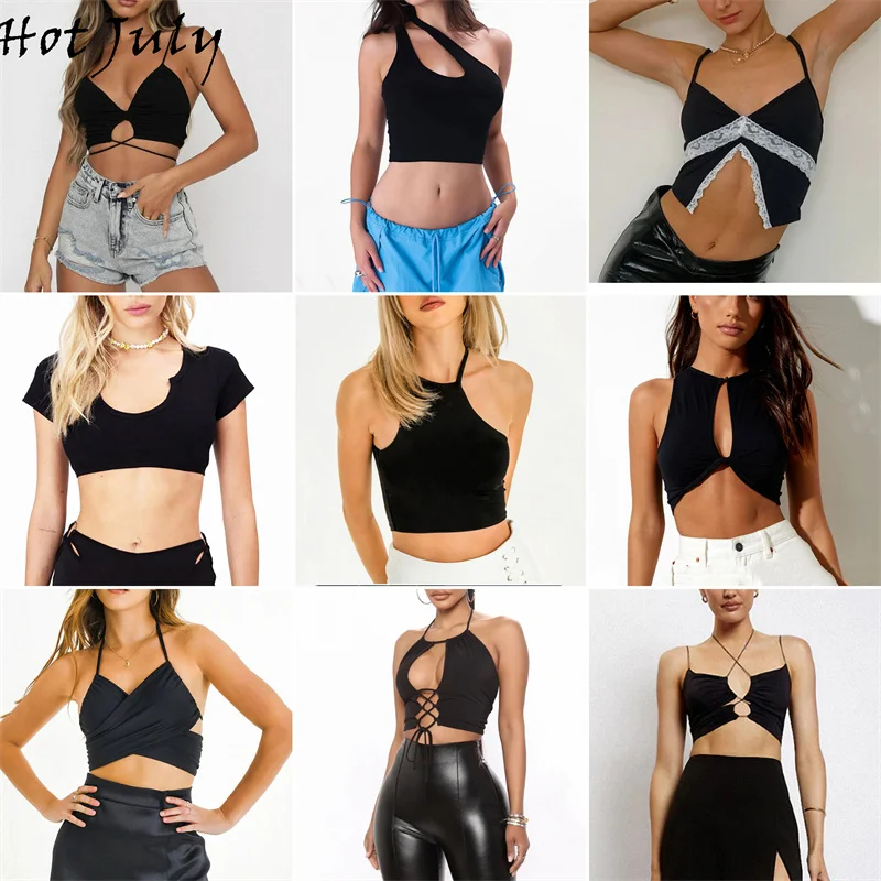 Sexy Criss Cross Lace Up Sling Basic Bow Tie Crop Top Women Streetwear 2023 Summer Slim Backless ...