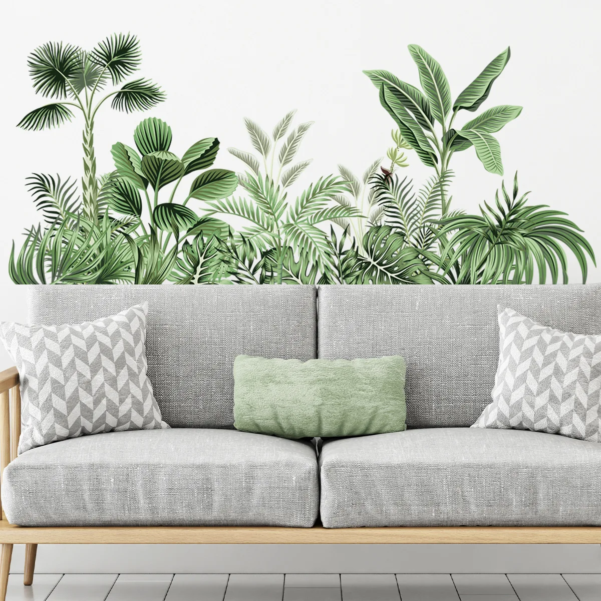 Green-Tropical-plants-Vinyl-Wall-Stickers-For-Living-Room-Decoration ...