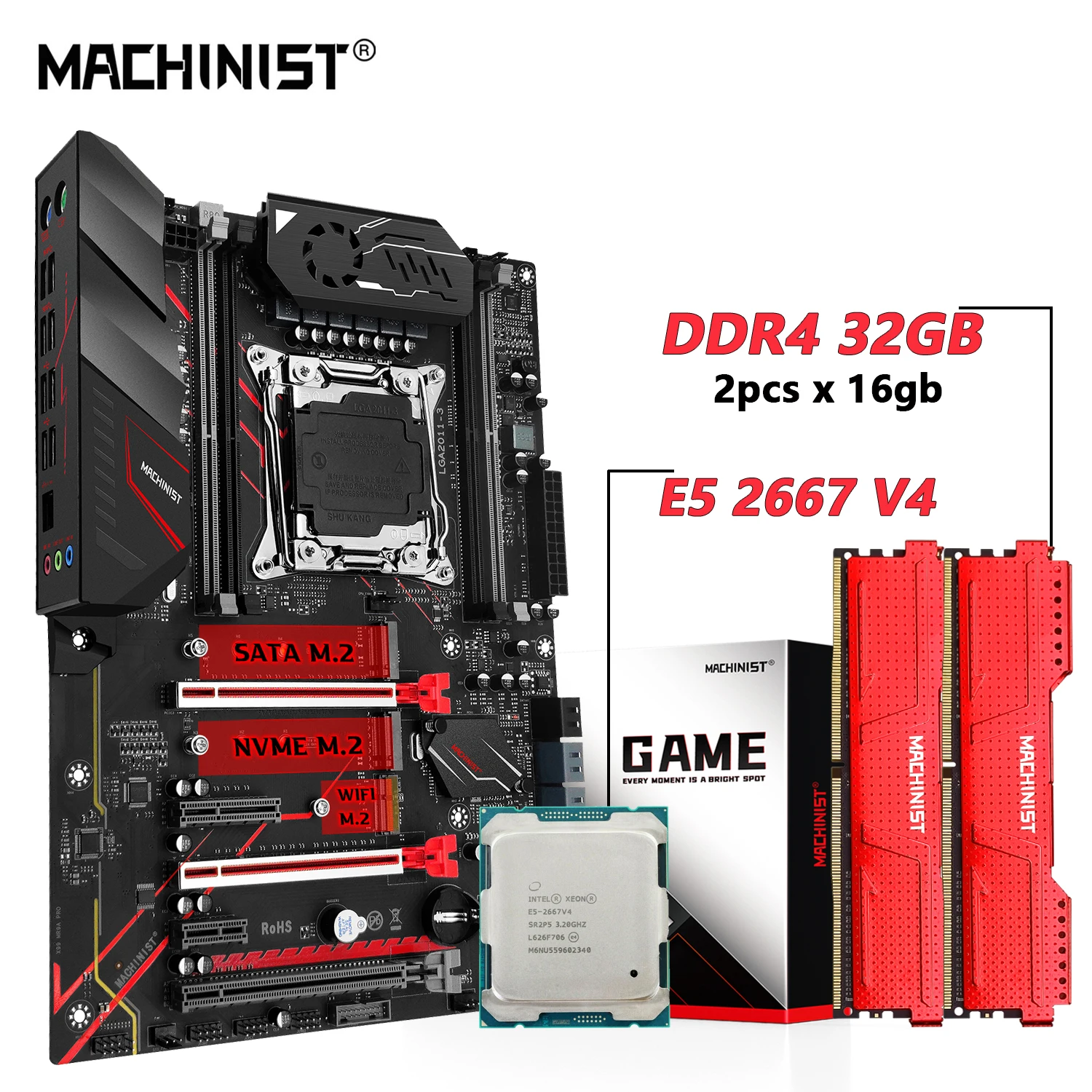 Machinist Mr9a Pro Max X99 Motherboard Lga2011-3 Set Kit Intel Xeon E5 ...