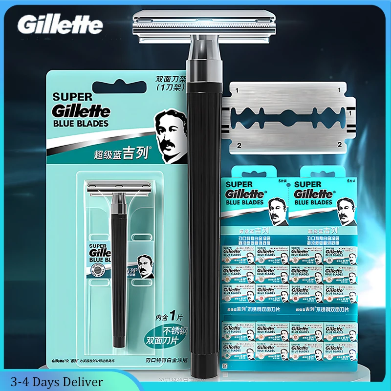 Original-Men-Gillette-Razor-Super-blue-Series-Beard-Remover-Double ...