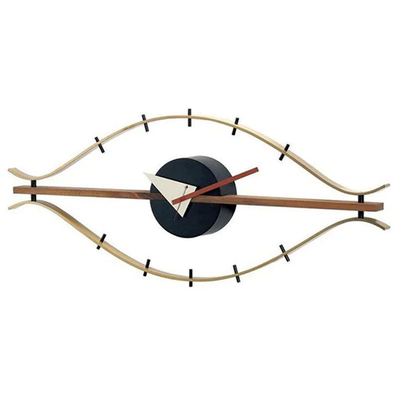 Customizable Eye Wall Clock Living Room Creative Walnut Brass, Mute ...