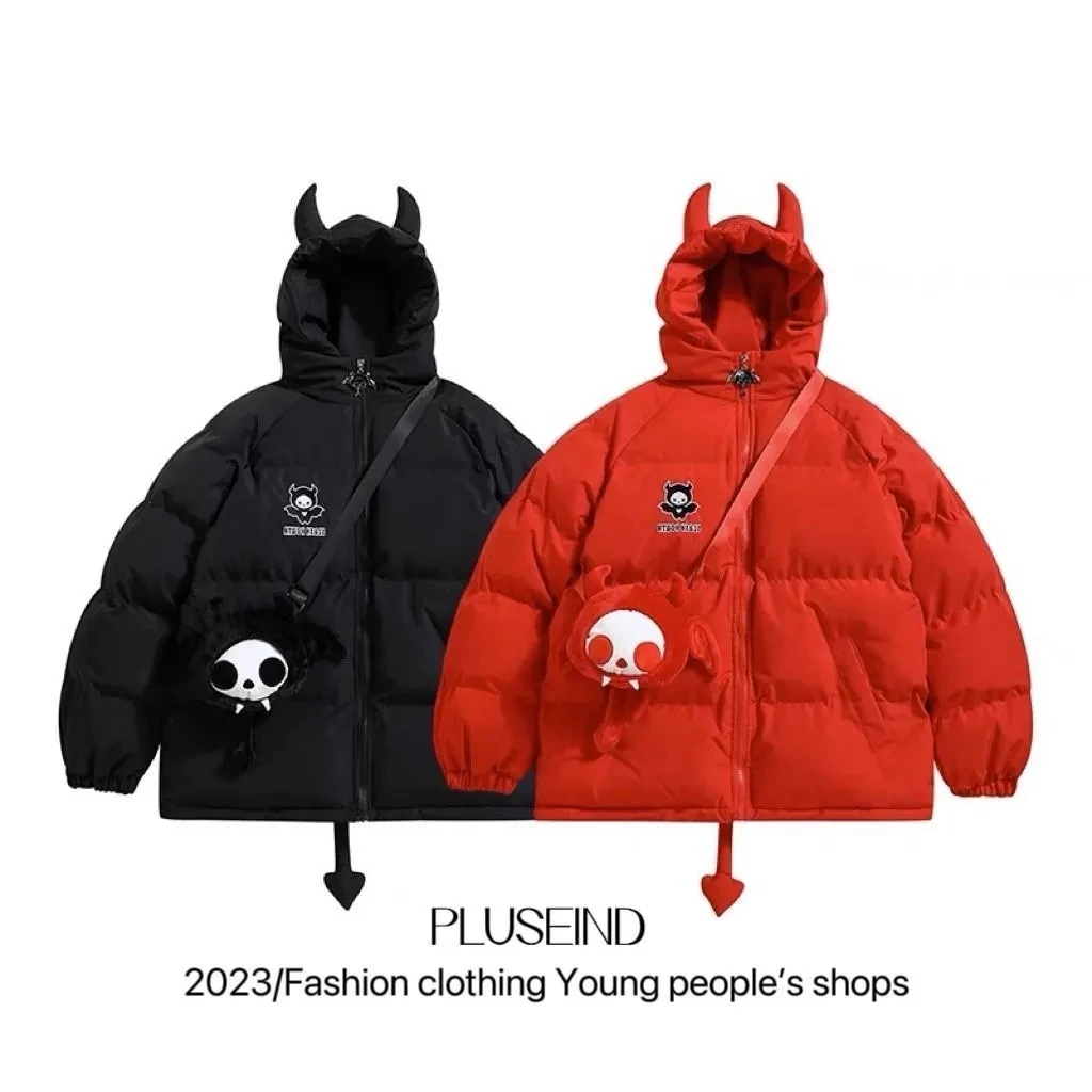 Women-s-wing-cotton-coat-little-devil-coat-winter-loose-and-trendy-high ...