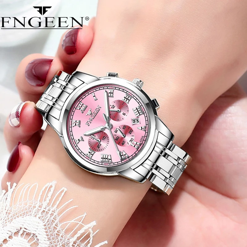 FNGEEN-Luxury-Quartz-Watch-Women-Elegant-Stainless-Steel-Watch-Luminous ...