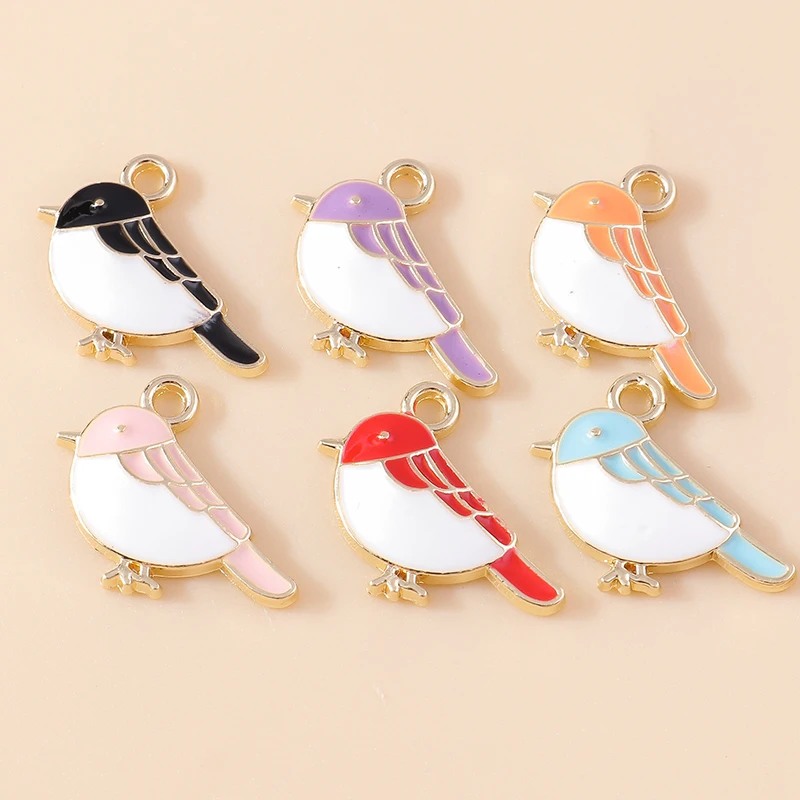 20pcs 9x17mm Cartoon Enamel Animal Bird Charms Pendants for Jewelry ...