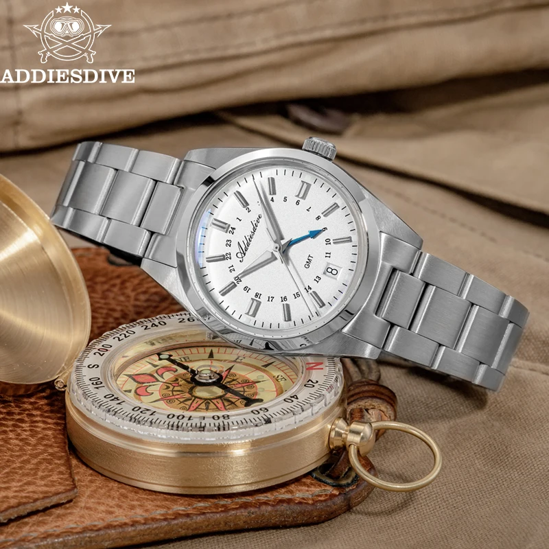 ADDIESDIVE-36mm-GMT-Men-s-Quartz-Watches-10Bar-Waterproof-Bubble-Mirror ...