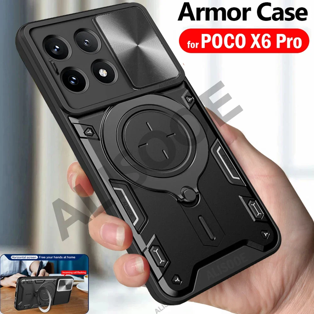 Armor-Magnetic-Ring-Stand-Funda-for-POCO-X6-Pro-5G-Case-Slide-Camera ...