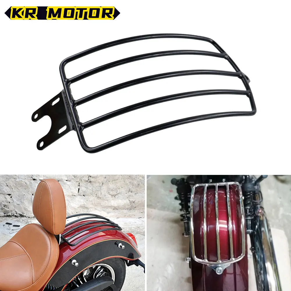 Motorcycle-Luggage-Rack-Solo-Steel-Chrome-Black-Support-Rear-Seat ...