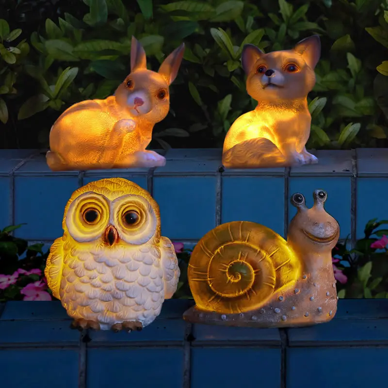 New Outdoor Solar Panels Energy Animal Resin Light Lawn Lamp Garden Owl ...