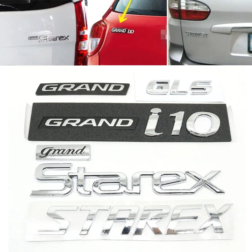 For Grand Starex i800 H1 GLS GRAND i10 Car 3D ABS Rear Trunk Letters ...