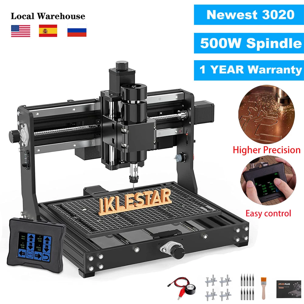 3020Plus CNC Router Machine 500W Spindle Wood Cutting Engraver Kit for PCB Wood Metal Engraving ...