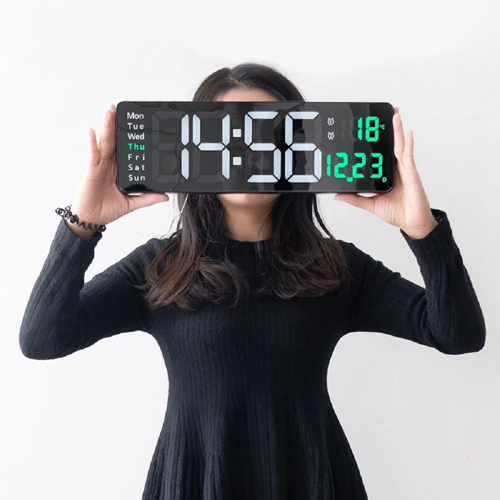 Reloj-de-pared-Digital-alimentado-por-USB-bater-a-con-Control-remoto ...