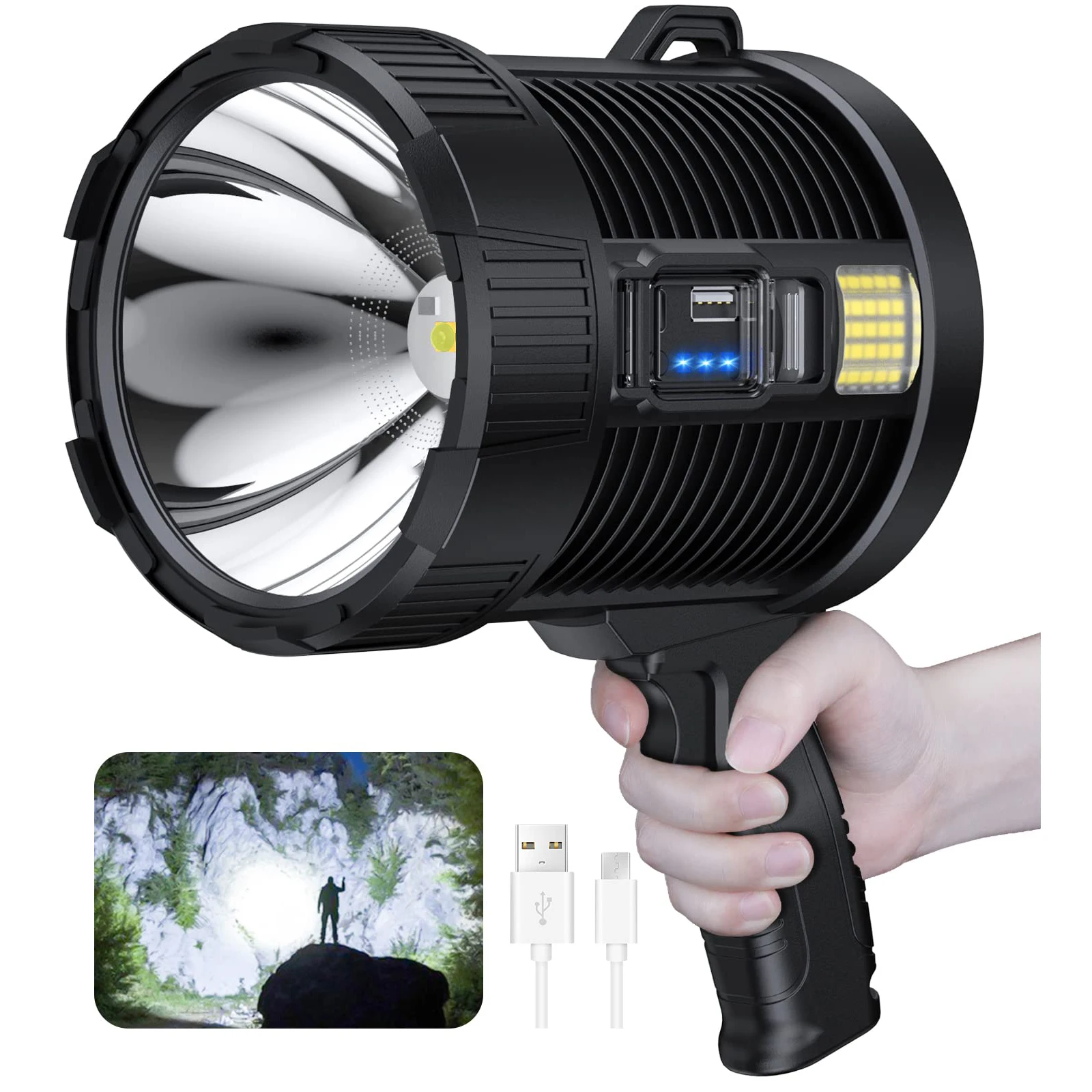 Rechargeable Spotlight 100000 Lumens Led Spot Lights Handheld Large ...