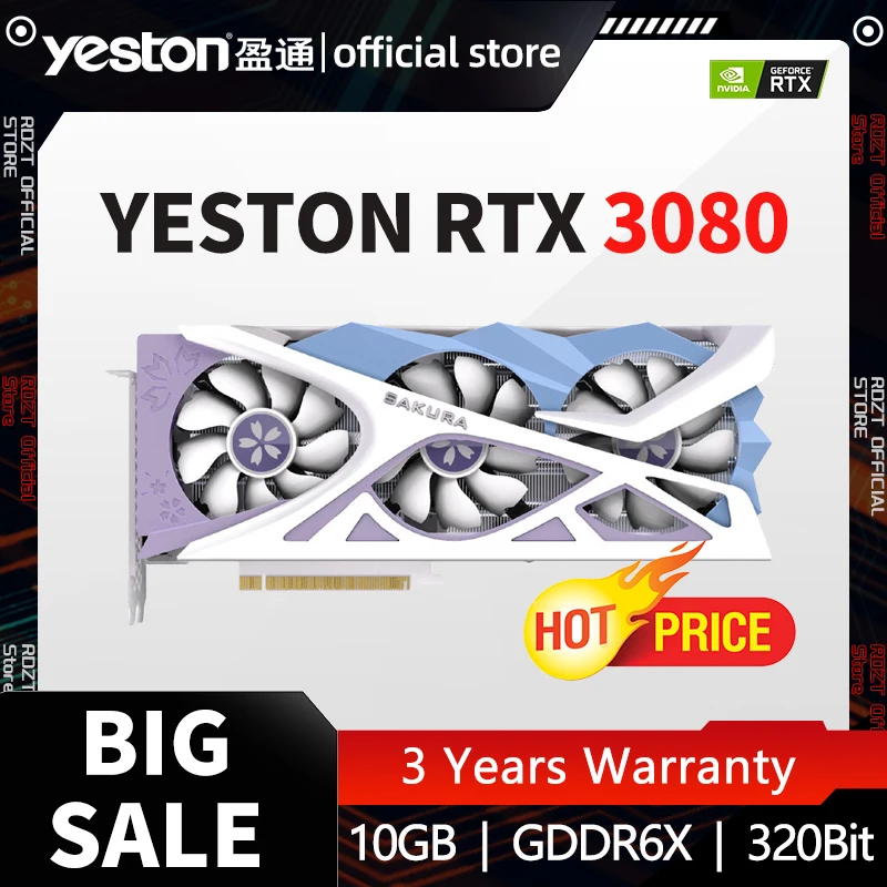 YESTON ビデオカードrtx,3080,rtx,3080,10g,ddr6x,320bit,グラフィックカード,rgb force ...