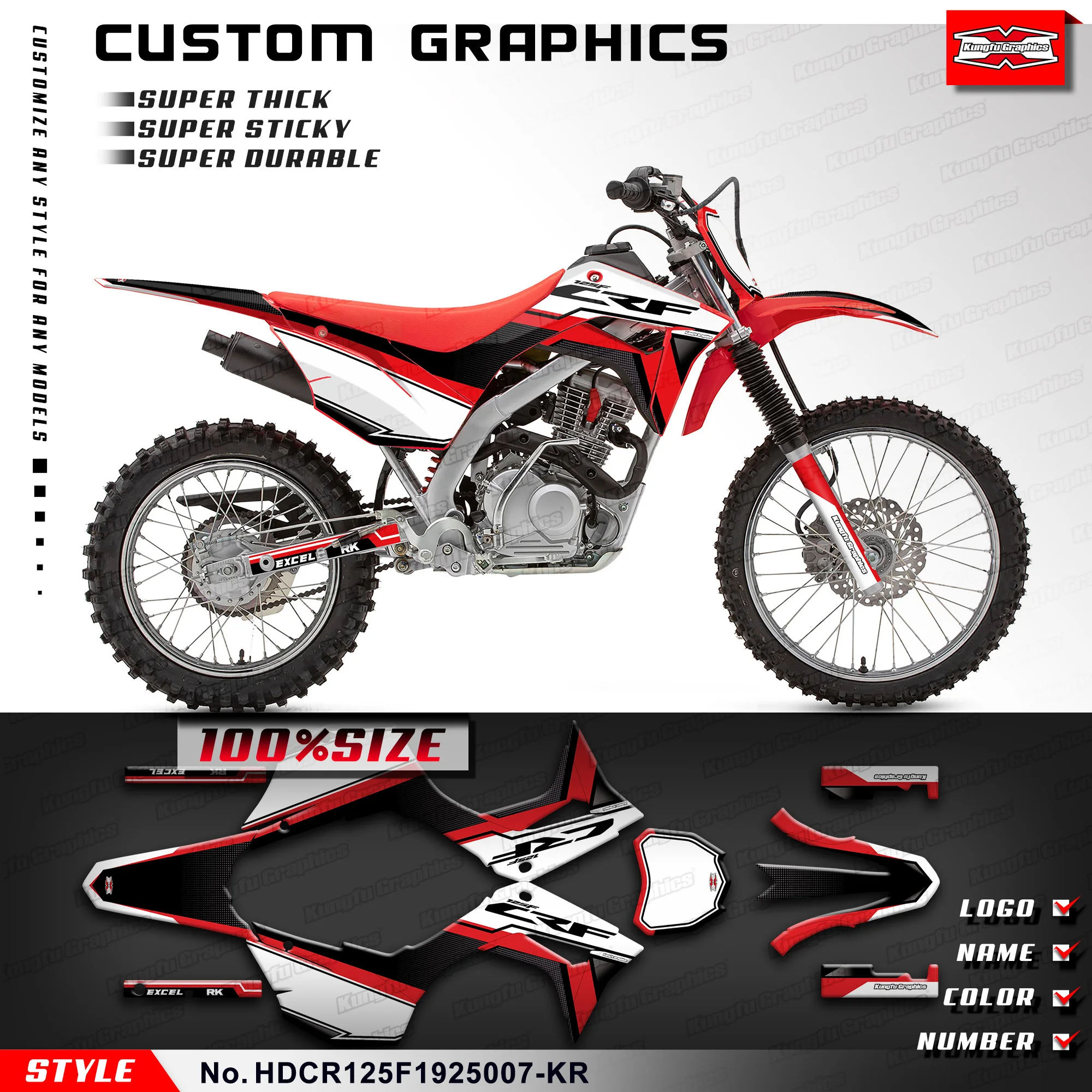 KUNGFU GRAPHICS Custom Stickers Vinyl Kit for Honda CRF 125F CRF125F ...