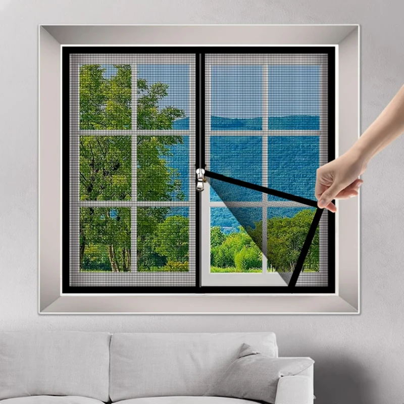 Black-custom-size-anti-mosquito-window-zipper-window-screen-self ...