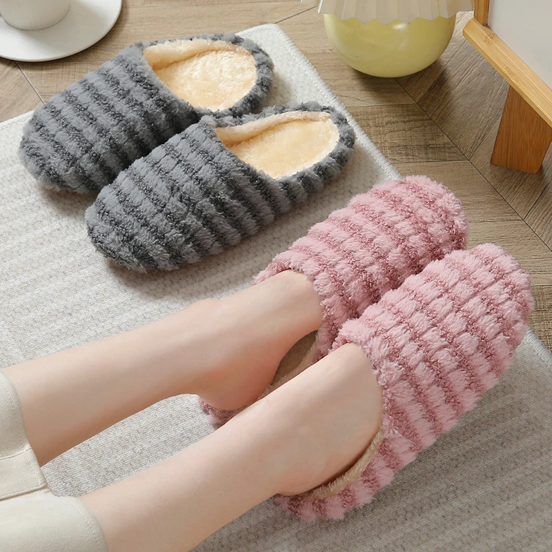 New Women Men Indoor Slippers Warm Plush Home Slippers Winter Shoes ...