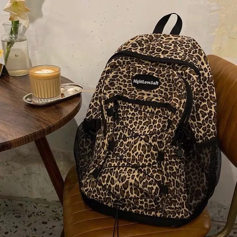 Trendy Casual Leopard Print Women's Backpack Korean Large Capacity ...