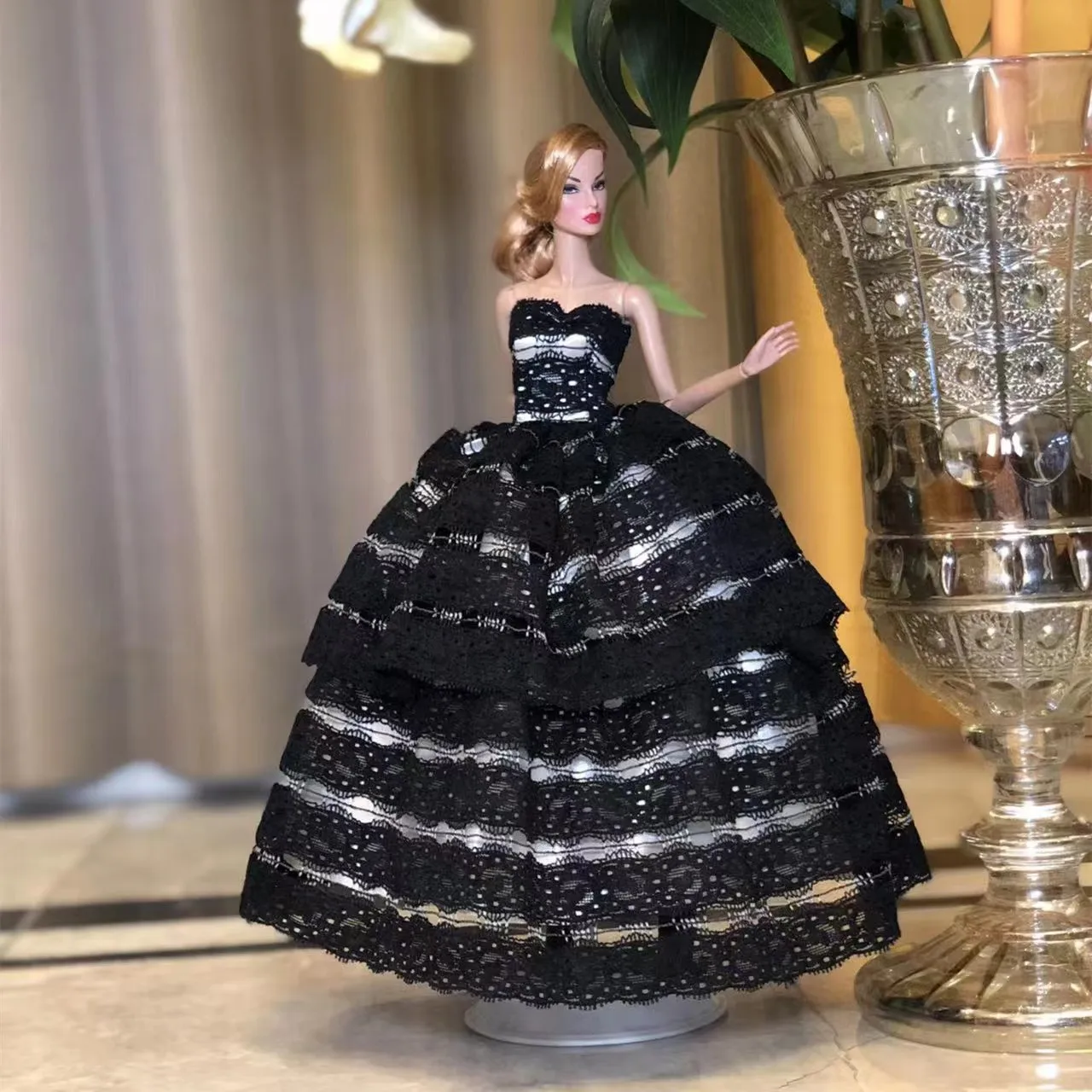 Black-Silver-Evening-Dress-For-Barbie-Doll-Clothes-1-6-BJD-Accessories ...