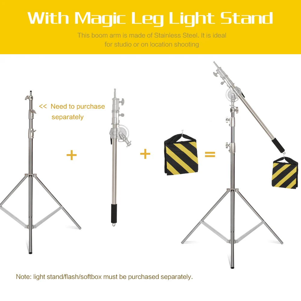 Studio-Photo-Telescopic-Boom-Arm-Top-Light-Stand-With-Sandbag-for ...