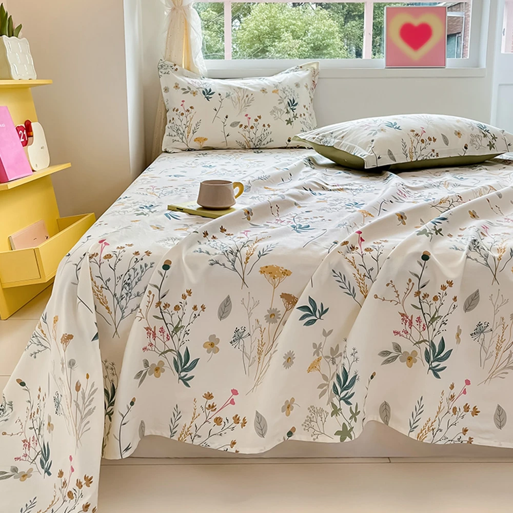 1pcs-Flower-100-Cotton-Flat-Sheet-Soft-Bedsheets-Adults-Kids-Bed-Linen ...