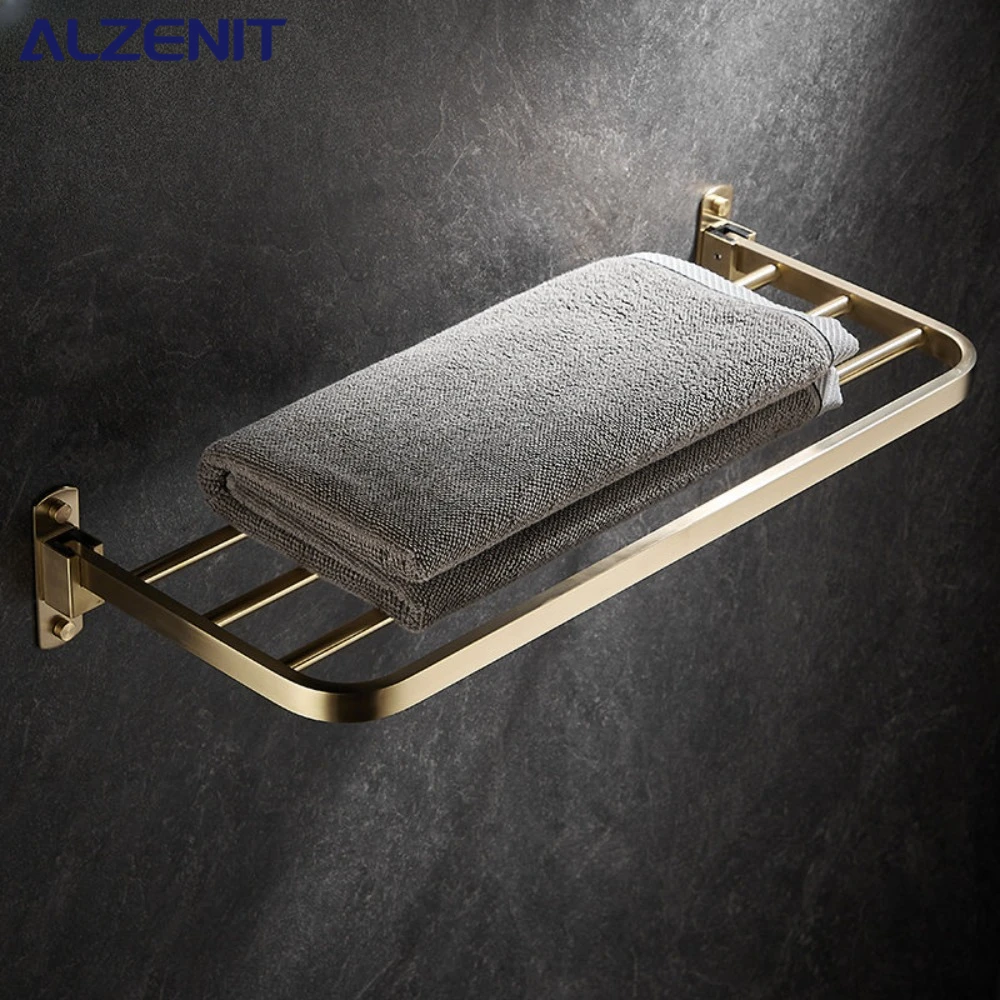 Bathroom-Single-Gold-Folding-Bath-Towel-Rack-304-Stainless-Steel ...