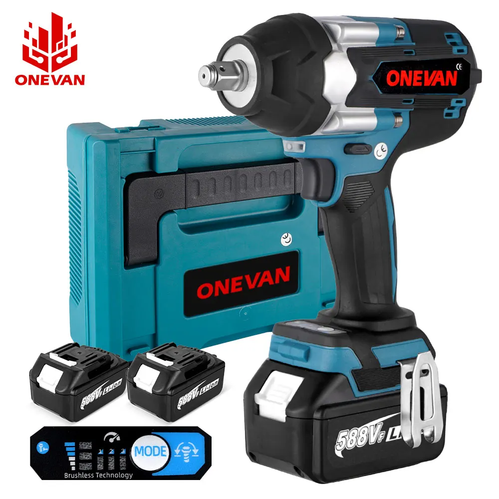 ONEVAN 1800N.M Torque Brushless Electric Wrench 1/2 Inch Cordless ...