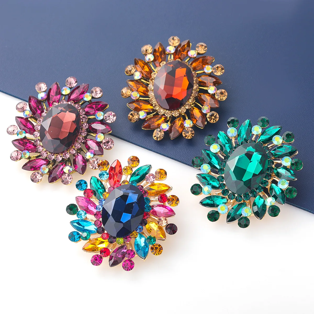 Vintage-Alloy-Bauhinia-Brooch-Colorful-Crystal-Floral-Brooches-Shiny ...